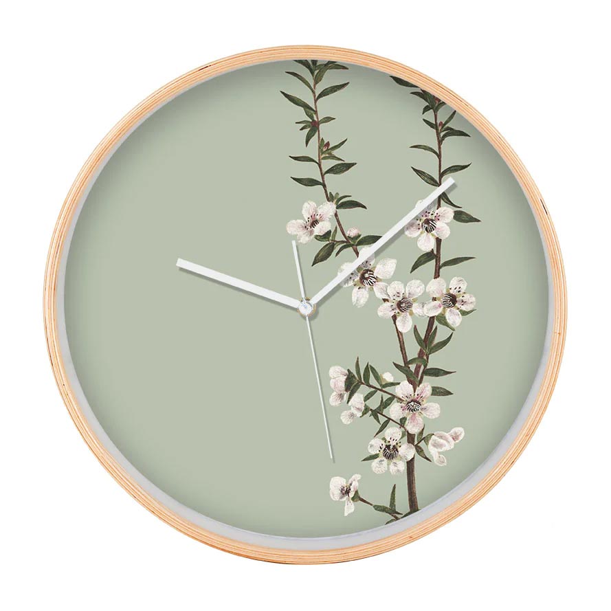 100% New Zealand Vintage Botanical Manuka Clock (32cm) - Wall Clocks NZ ...