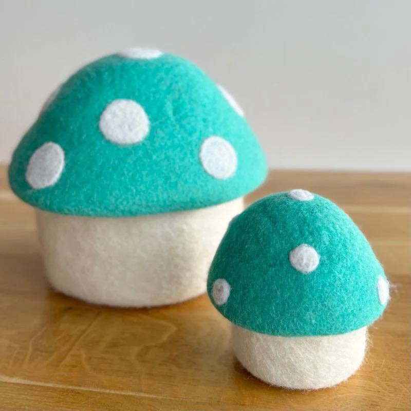 Sheepish Design Hand Made NZ Wool Toadstool Storage Box - Turquoise — Koop