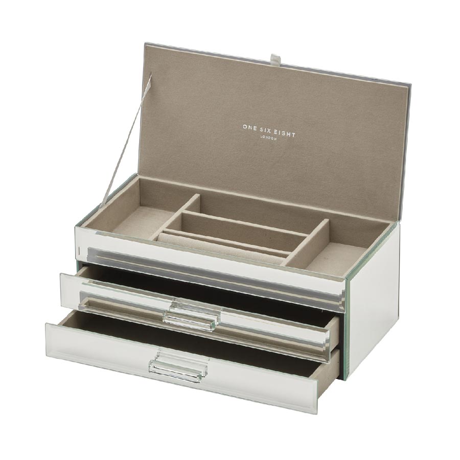 One Six Eight Gabriella Large Jewellery Box - Mirrored- Jewellery Boxes ...