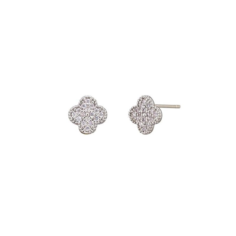Tiger Tree Felice Crystal Silver Stud Earrings - Women's Silver ...