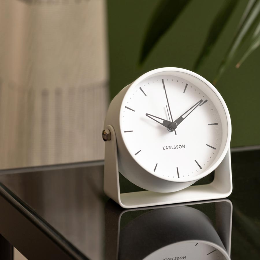 Karlsson Calm Alarm Clock (9.5cm) - White - Silent Bedside Alarm Clocks ...