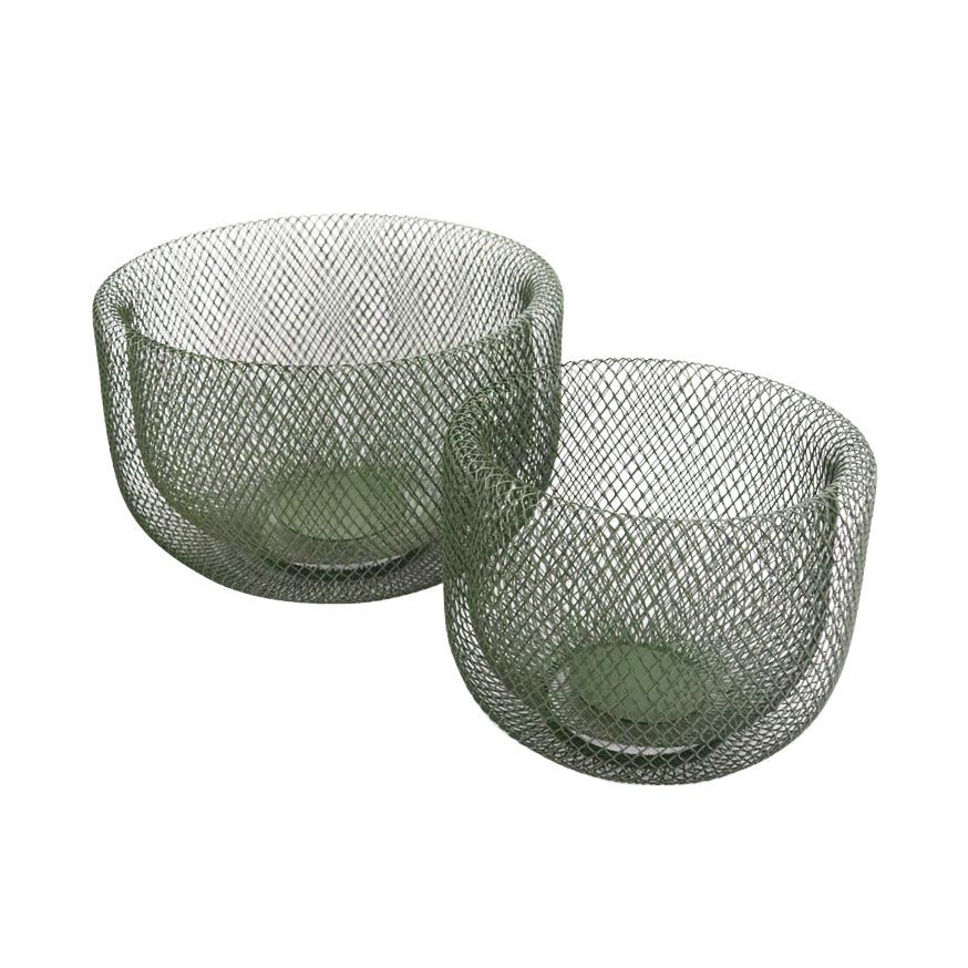 Le Forge Tall Mesh Bowl Set/2 - Green - Mesh Baskets NZ | KOOP | — Koop