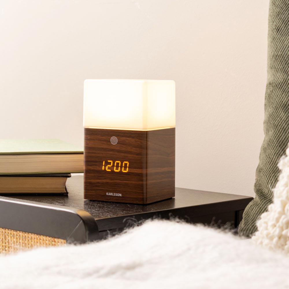 Karlsson Frosted LED Alarm Clock with Light Dark Wood - Karlsson Alarm ...