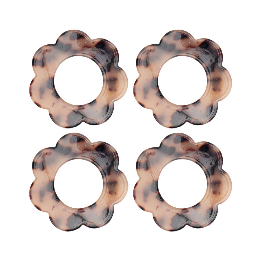 Annabel Trends Scallop Edge Napkin Ring Set/4 - Tortoiseshell | KOOP ...